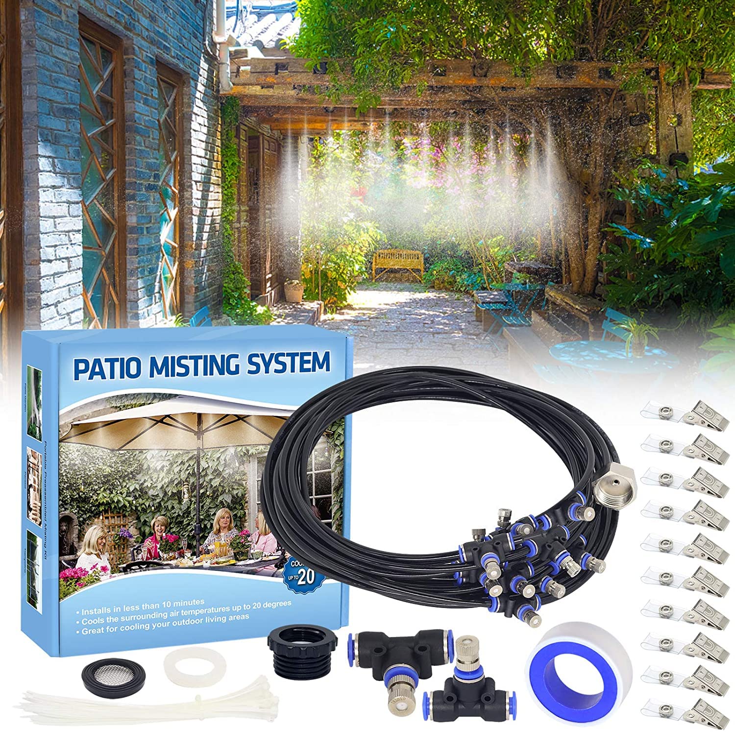 Tesmotor Misting System for OIF8 Outside Patio, 59FT Misting Line + 21 ...