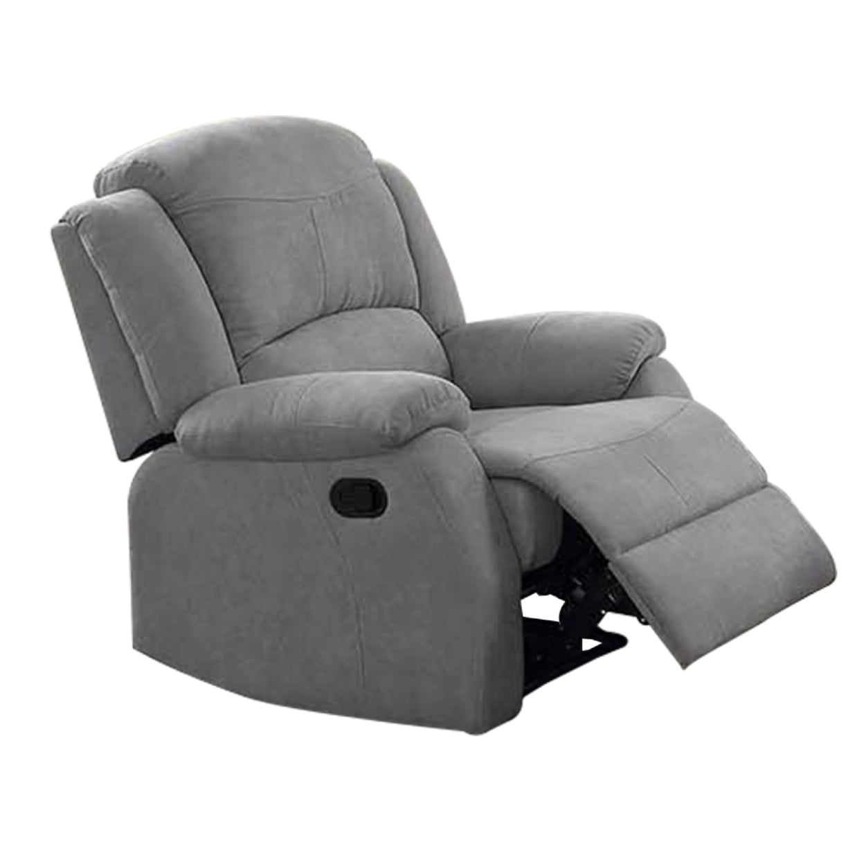 Tess 37 Inch Recliner Split Backrest Pillow Top Arms Gray Fabric ...