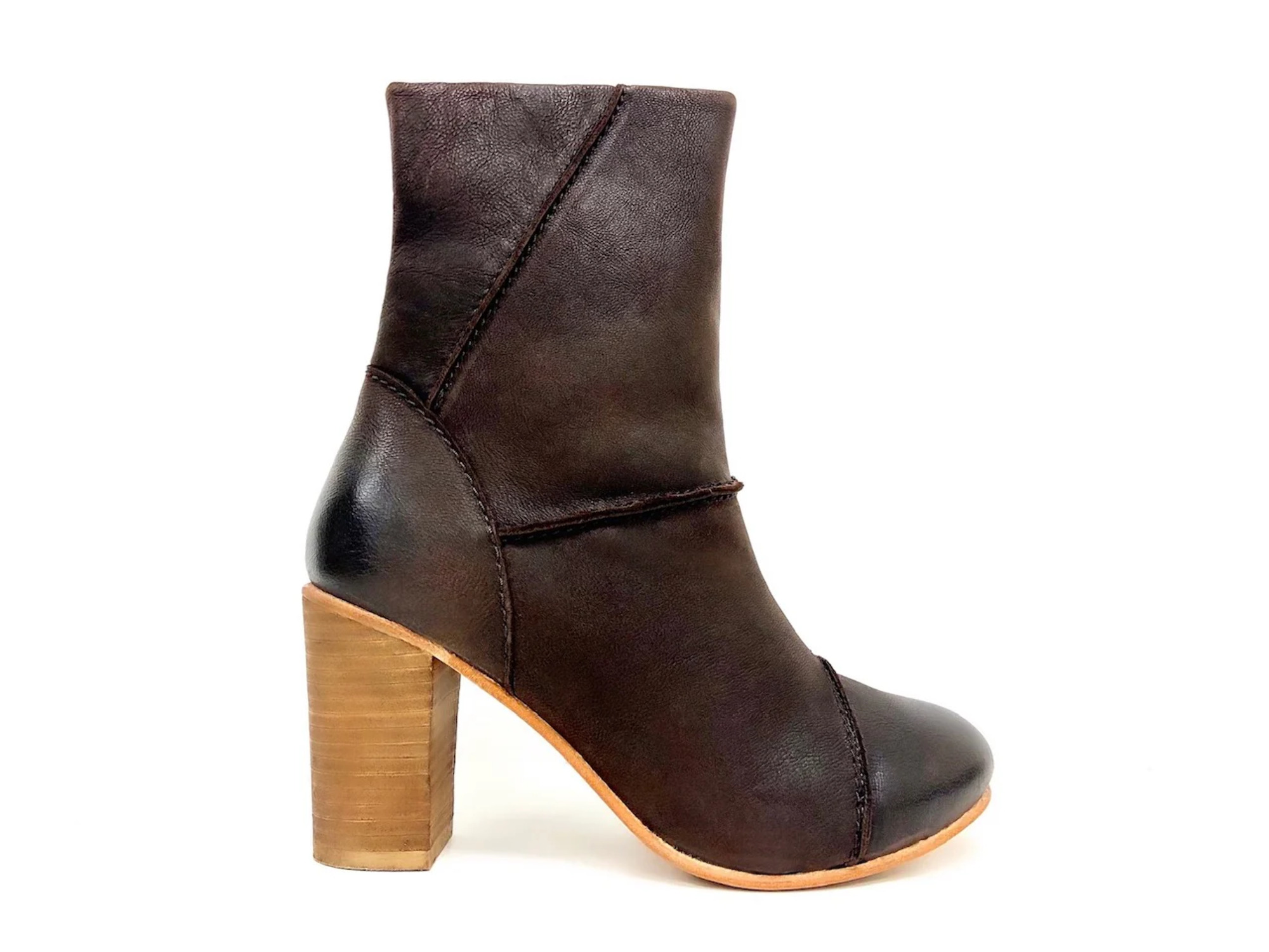 Tess Brown Stacked Heel Boot - Walmart.com