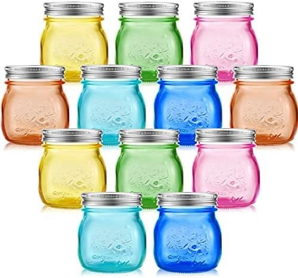 Tessco 12 Pieces 8 oz Colored Mason Jars with Lids Glass Regular Mouth ...