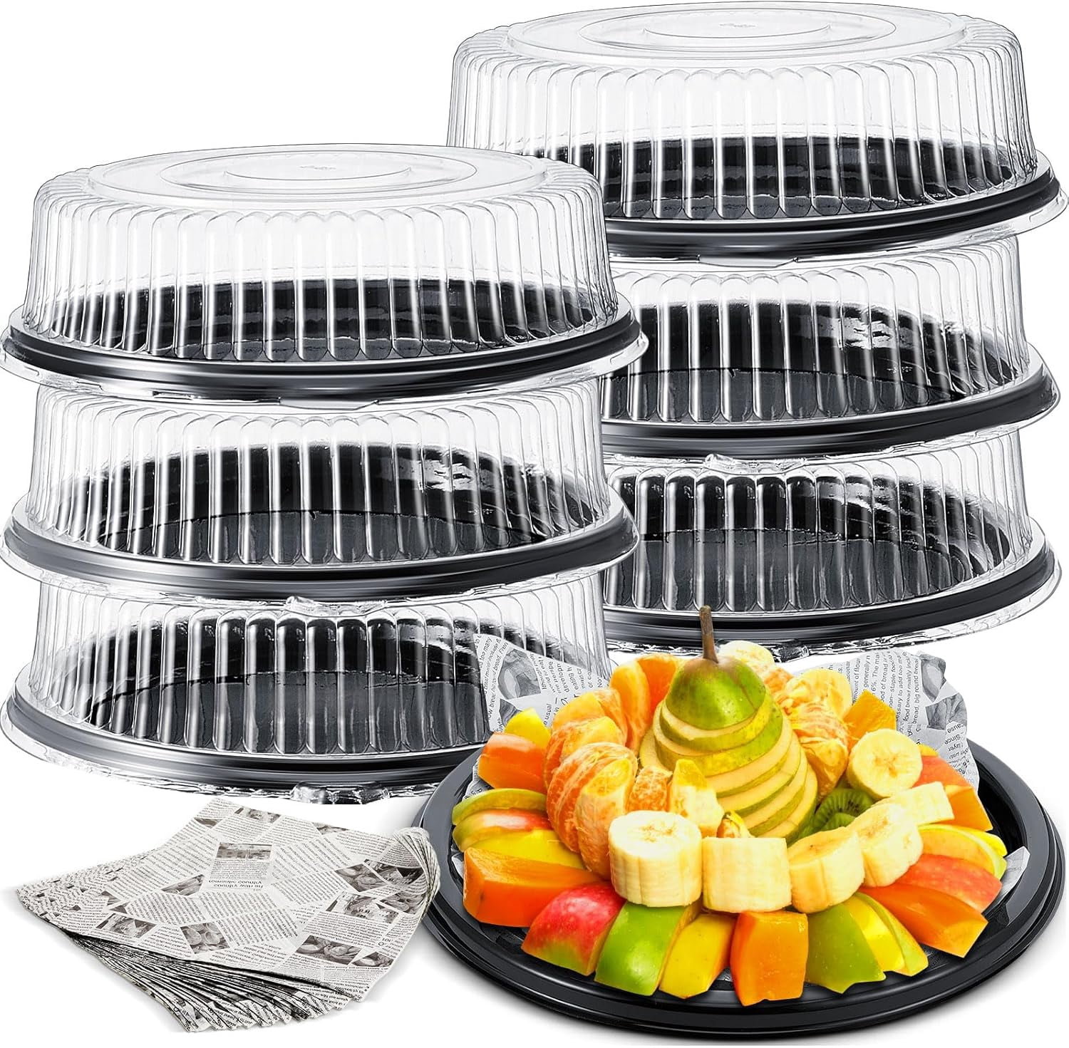 Tessco 6 Pcs Heavy Duty Serving Tray and Lid 12 Pcs Deli Wax Paper ...