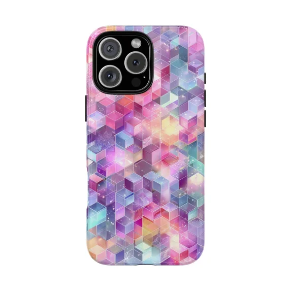 Tessellation Hexagon Pink Teal Geometric Pattern Phone Case with iPhone ...