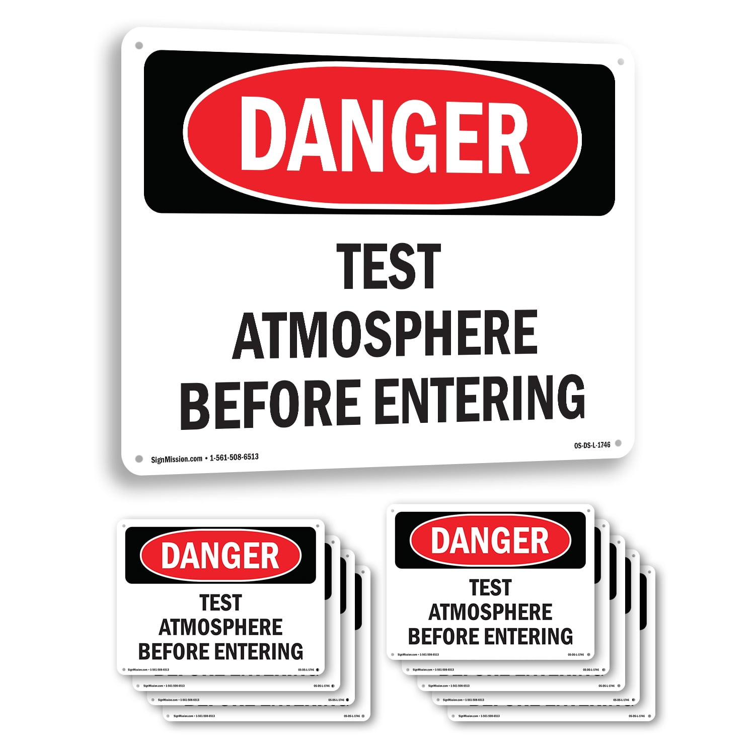 Test Atmosphere Before Entering OSHA Danger Aluminum Sign 10 Inch x 7 ...