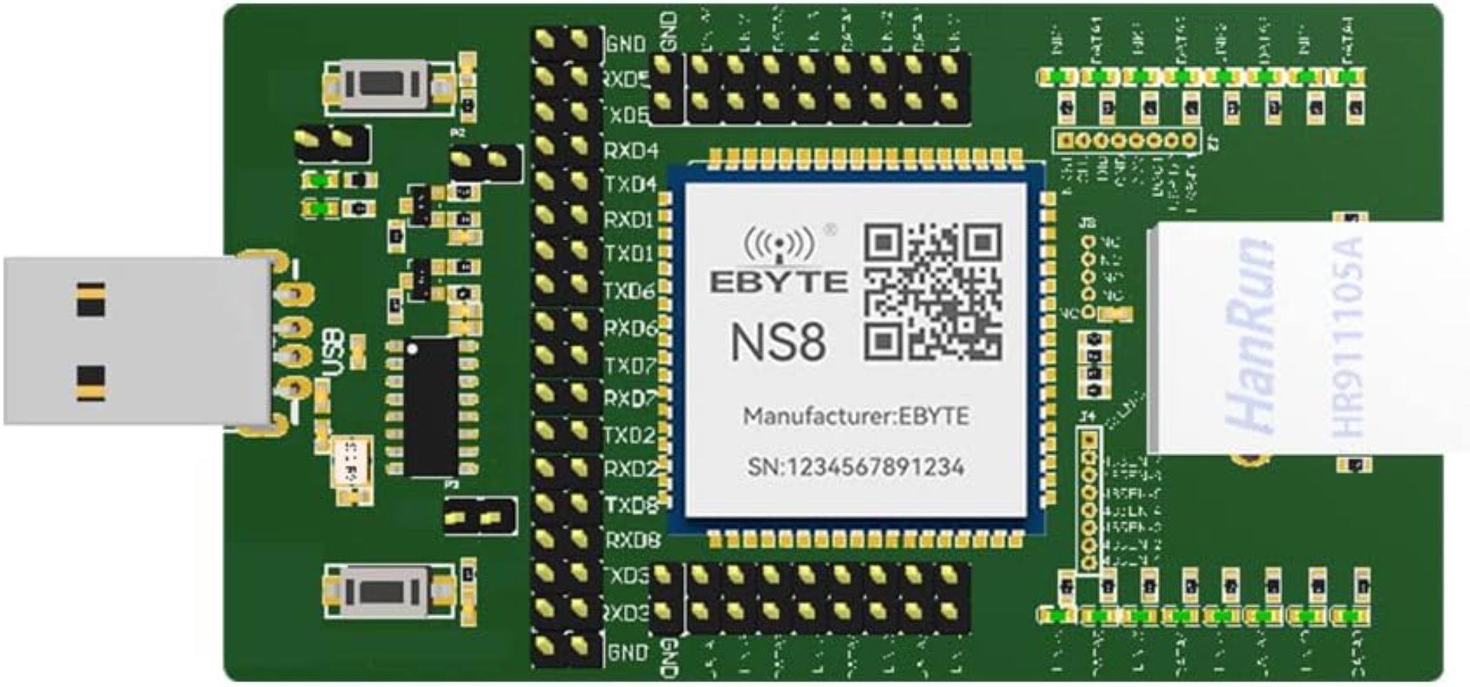 Test Board Kits for 8 Serial Ports to Ethernet Module NS8 TTL to RJ45 ...