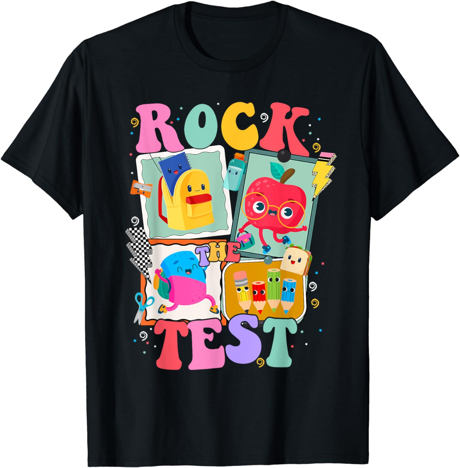 Test Day Rock The Test Teacher Retro Groovy Testing Day T-Shirt ...