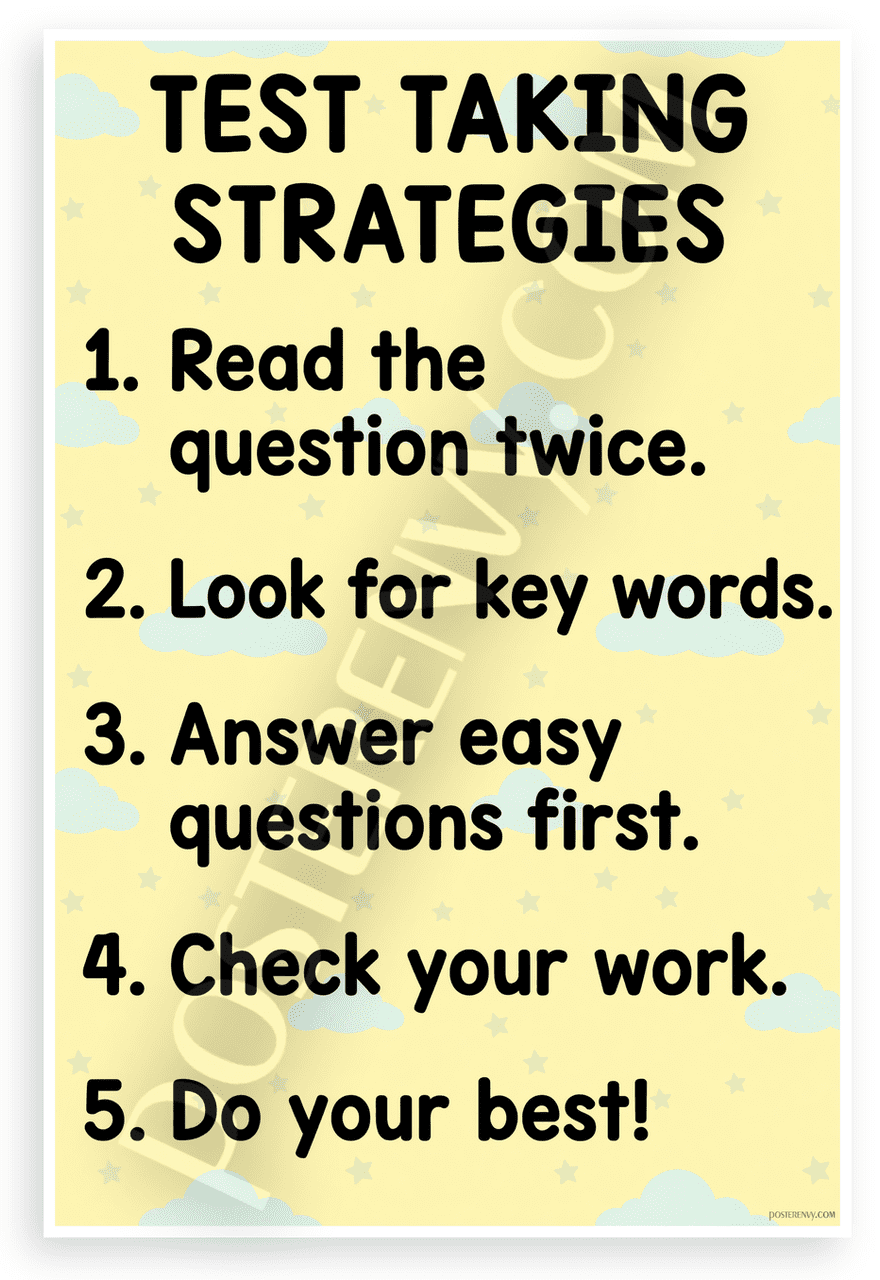 Test Taking Strategies Read Question Twice Answer Easy First ...