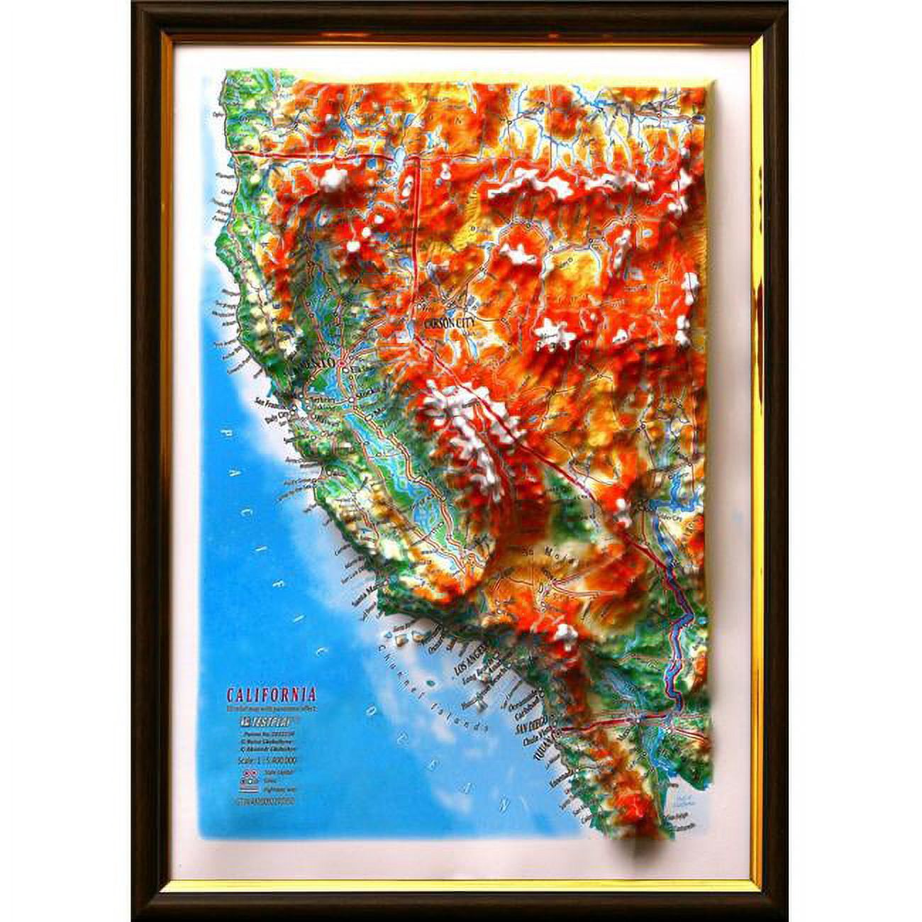 TestPlay 3140 9 x 12 in. California Raised Relief Map, Framed - Gift ...