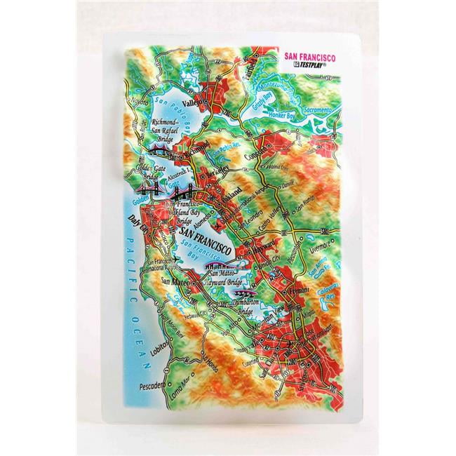 TestPlay 3381 San Francisco Raised Relief Map, Framed - Souvenir Size ...