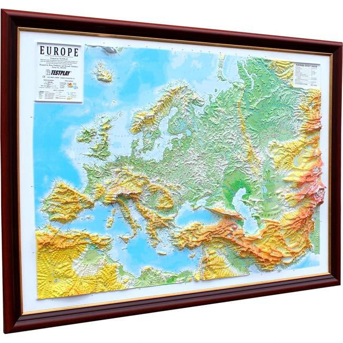 TestPlay 44 x 32 in. Europe Raised Relief Map, Unframed - Large ...