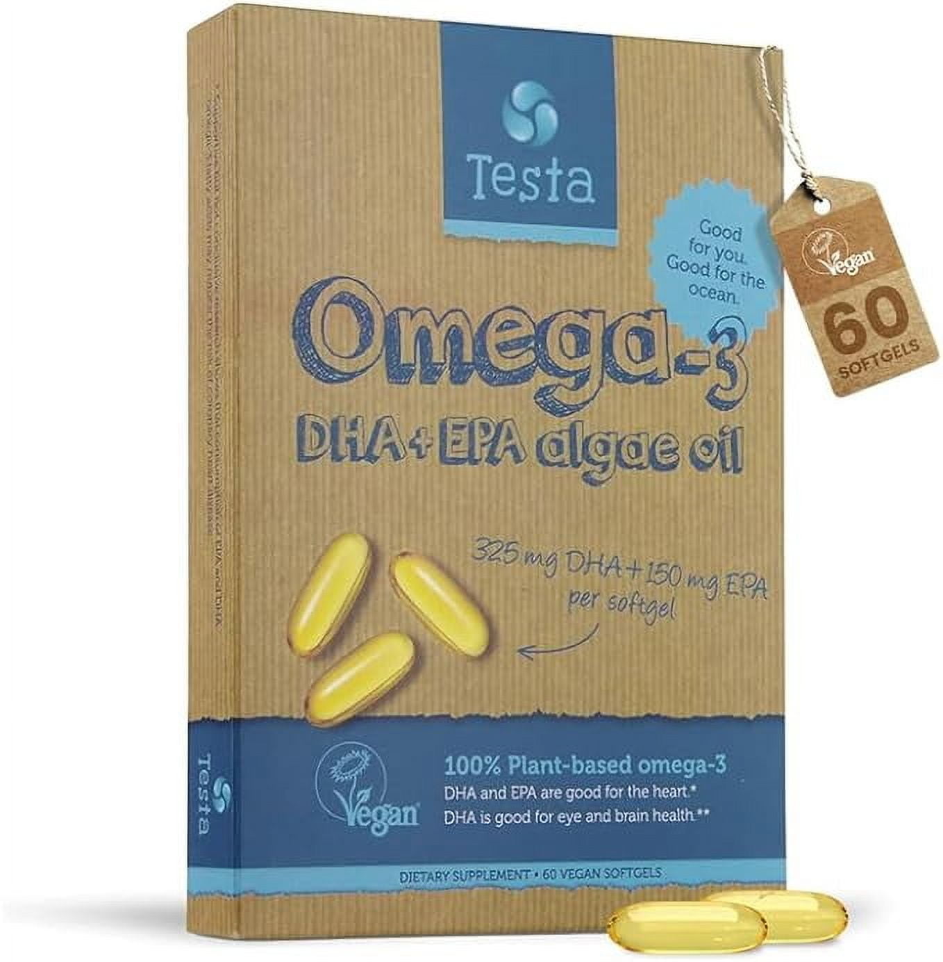 Testa Omega-3 Supplement - Vegan Based Omega 3 DHA EPA Capsules from ...