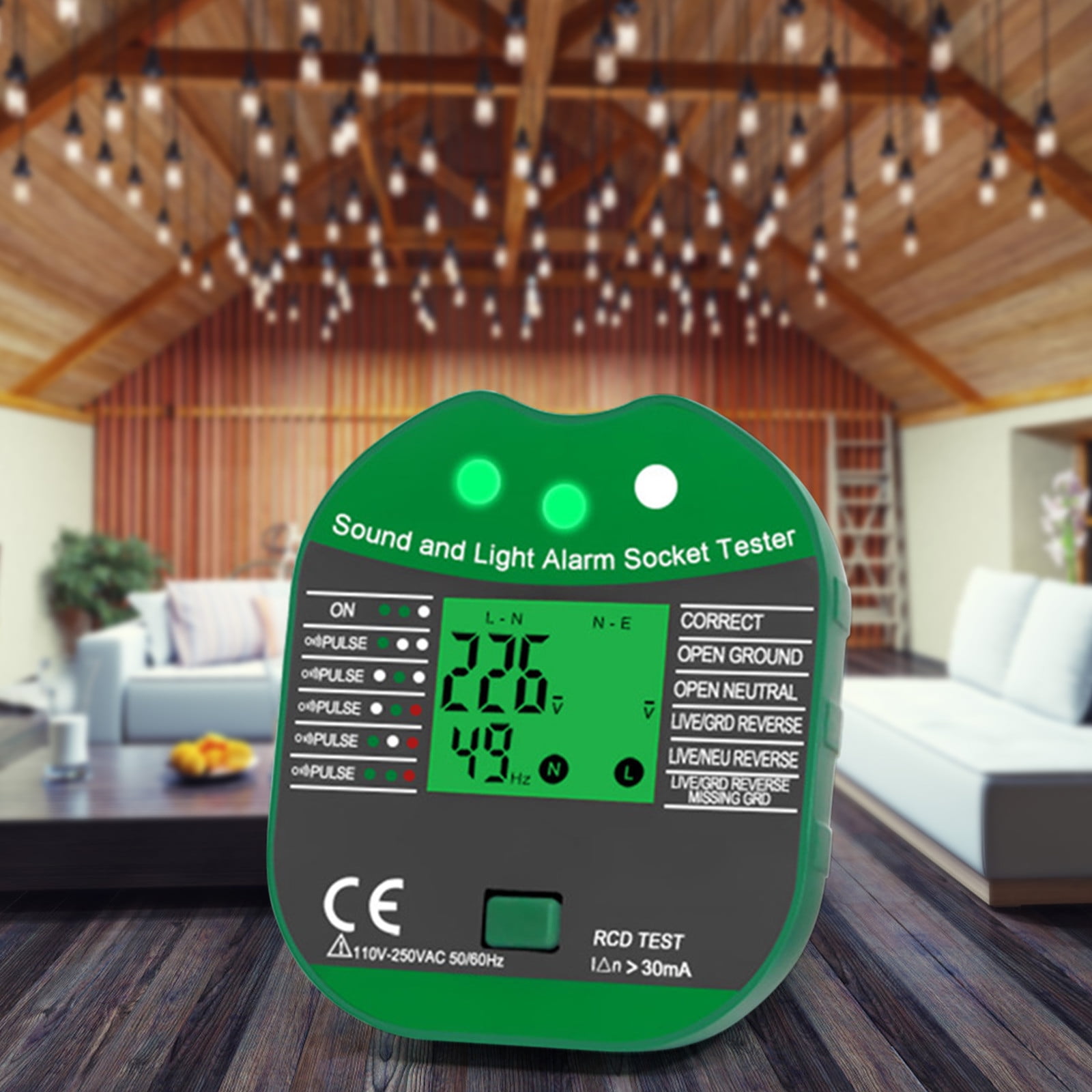 Tester Electrical Receptacle Detector With LCD Display 90-250V Power ...