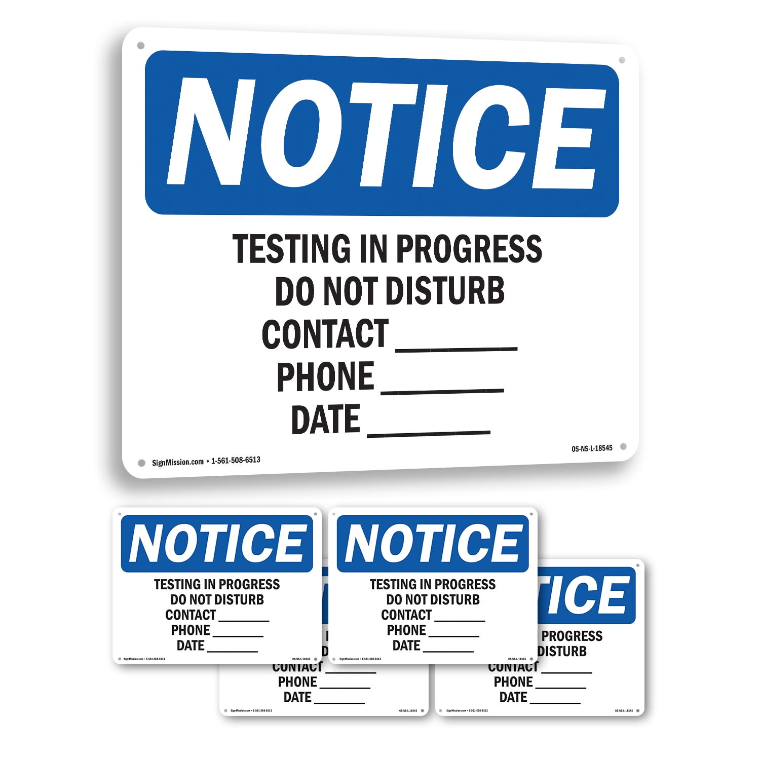 Testing In Progress Do Not Disturb Contact OSHA Notice Rigid Plastic ...