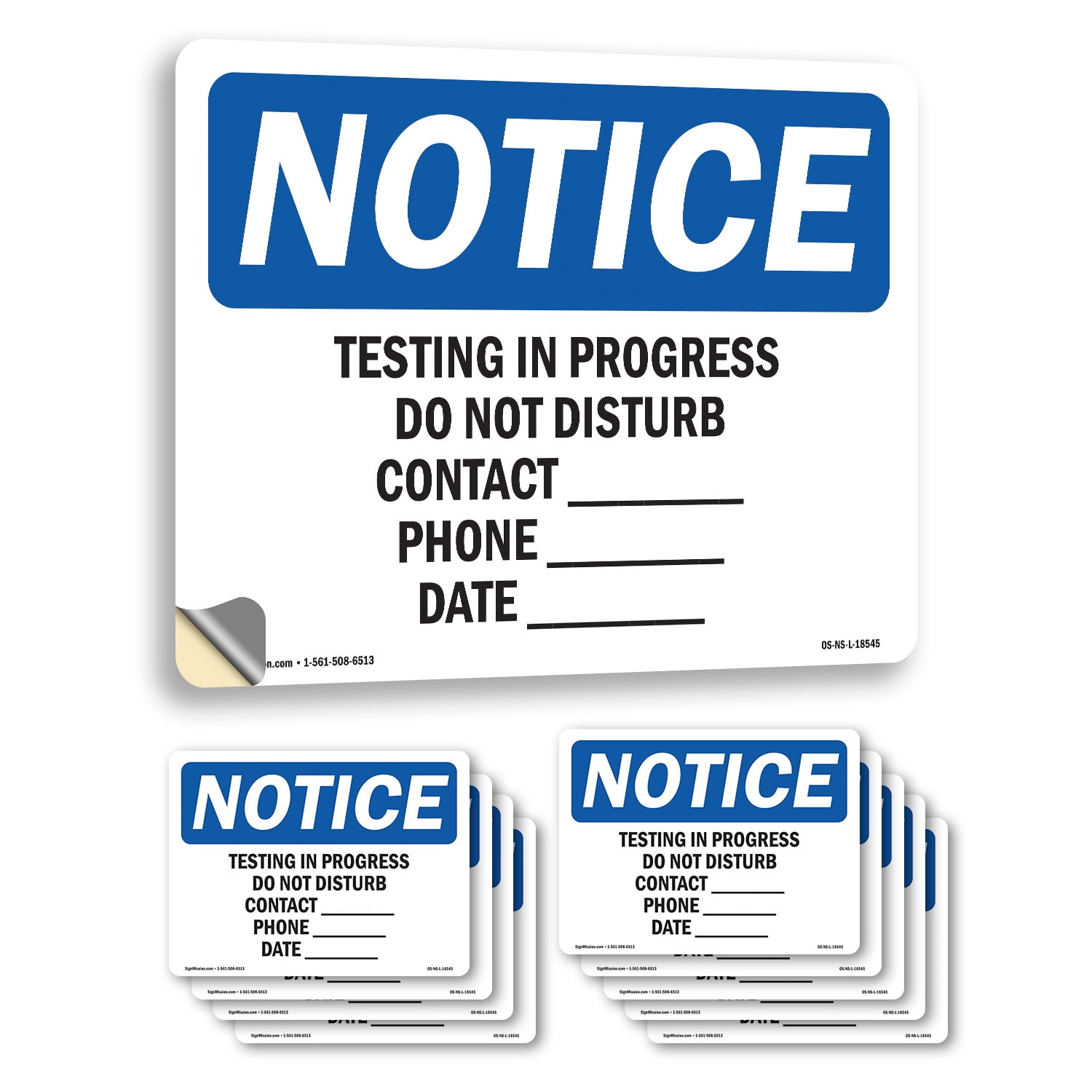 Testing In Progress Do Not Disturb Contact OSHA Notice Vinyl Decal ...