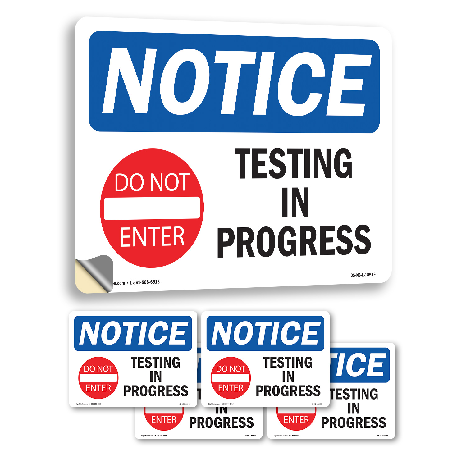 Testing In Progress With Symbol OSHA Notice Vinyl Decal Label 10 Inch x ...