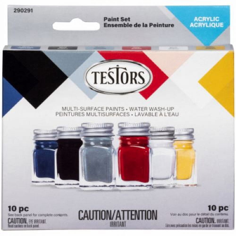 Testors 290291 6-Count Primary Color Acrylic Paint Set Kit - Walmart.com