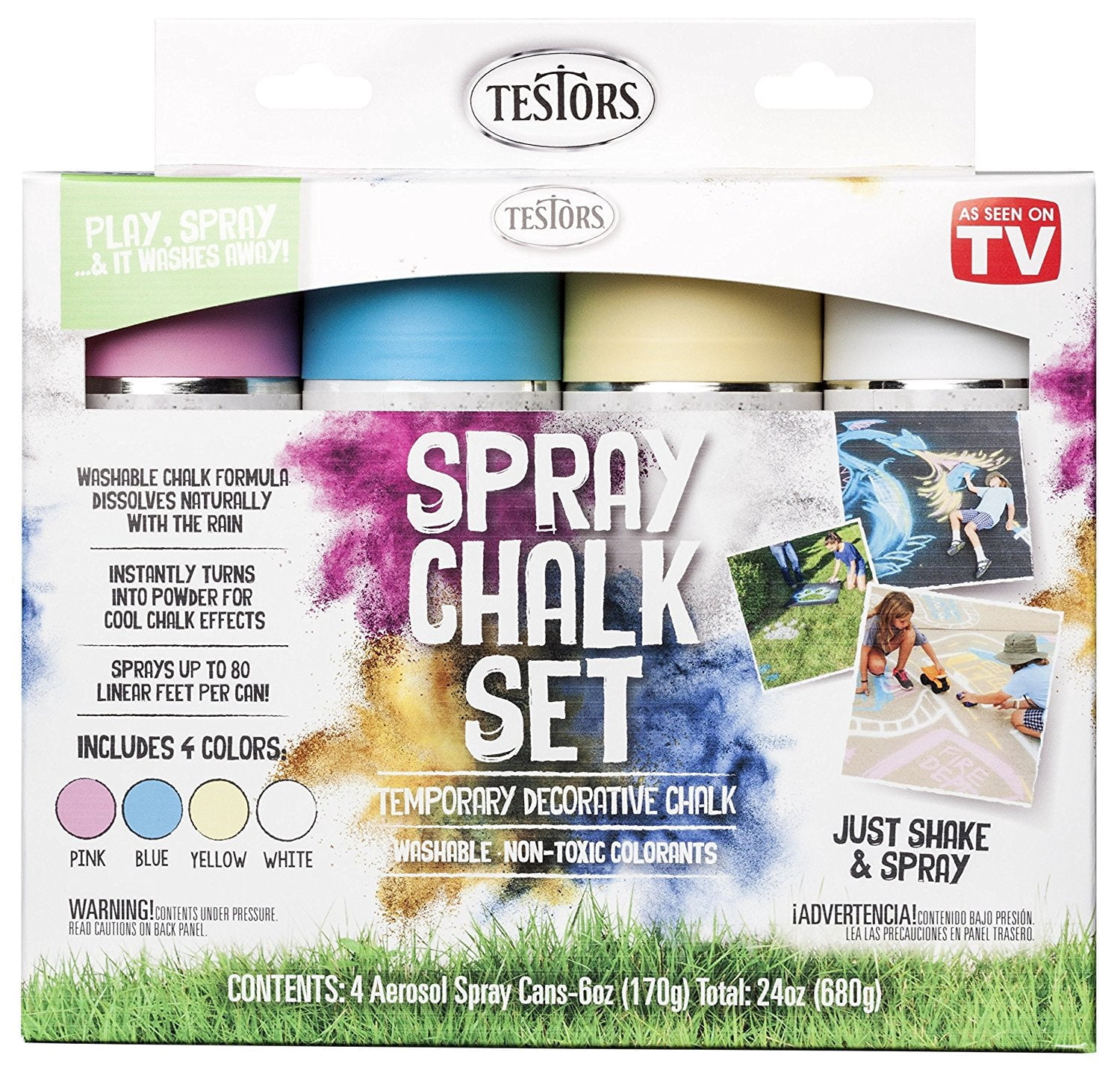 Testors 306006 Spray Chalk Set with 4 Aerosol Spray Cans, Assorted ...