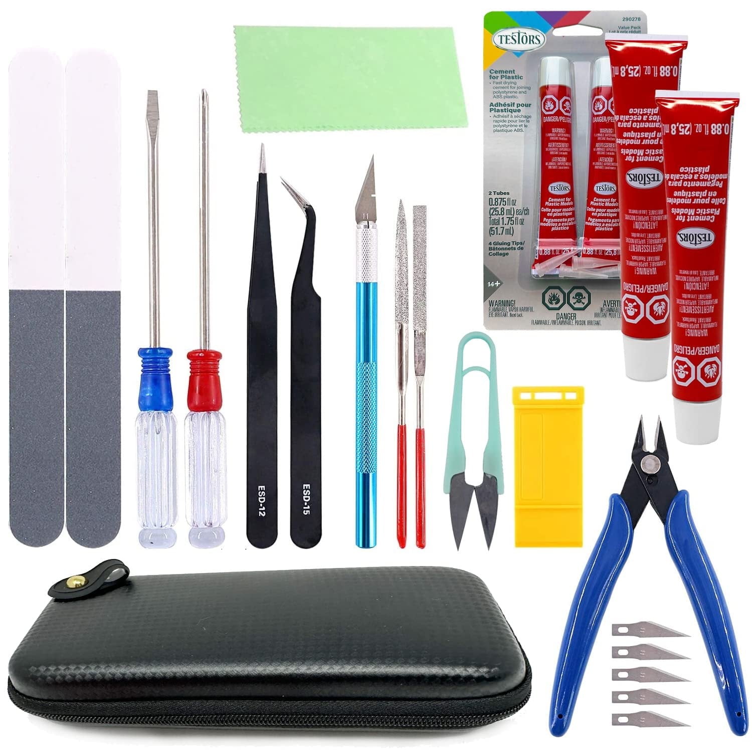 Testors Plastic Cement Glue with Pixiss Tool Kit for Model Building and ...