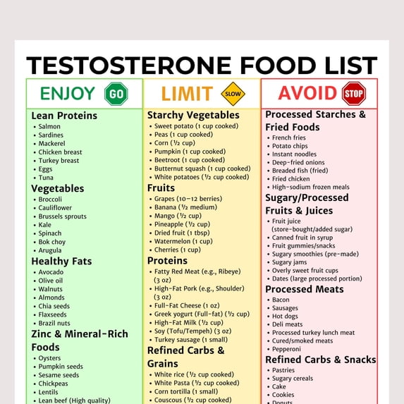 Testosterone Food List Poster Hormone Balanced Diet Guide List Of Foods ...