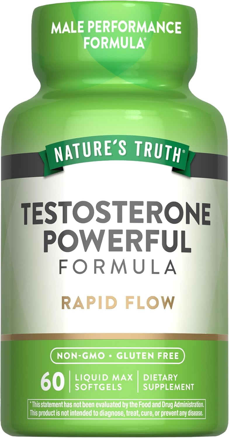 Nature's Truth Testosterone Power, 60 Liquid Softgels for Men, Herbal ...