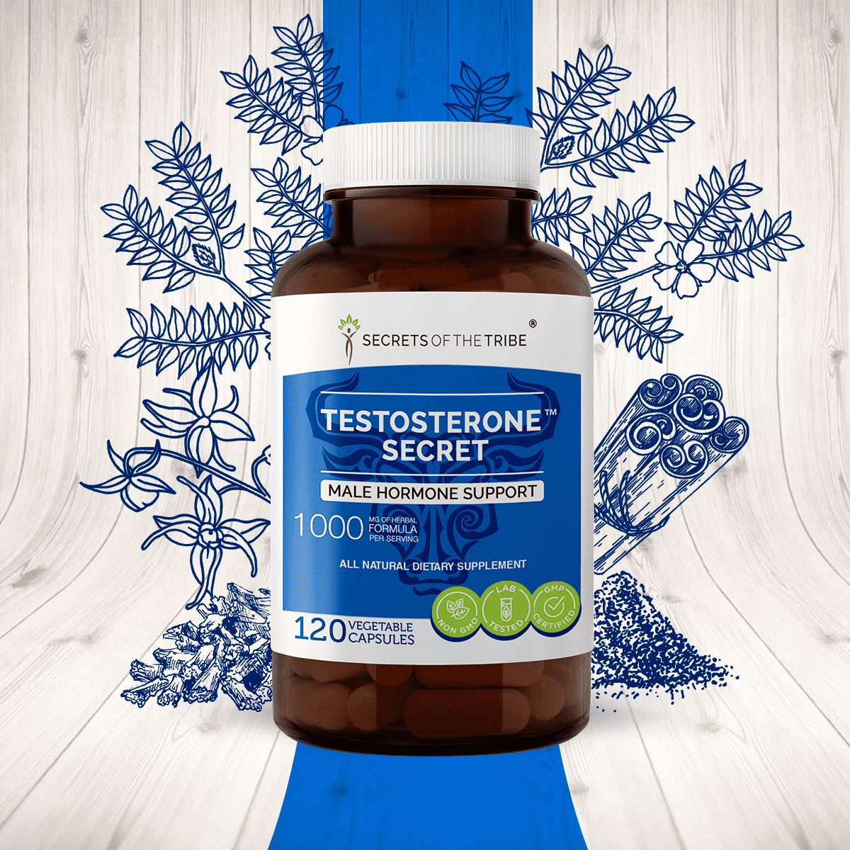 Testosterone Secret 120 Capsules, 500 mg, Pine Pollen, Astragalus ...