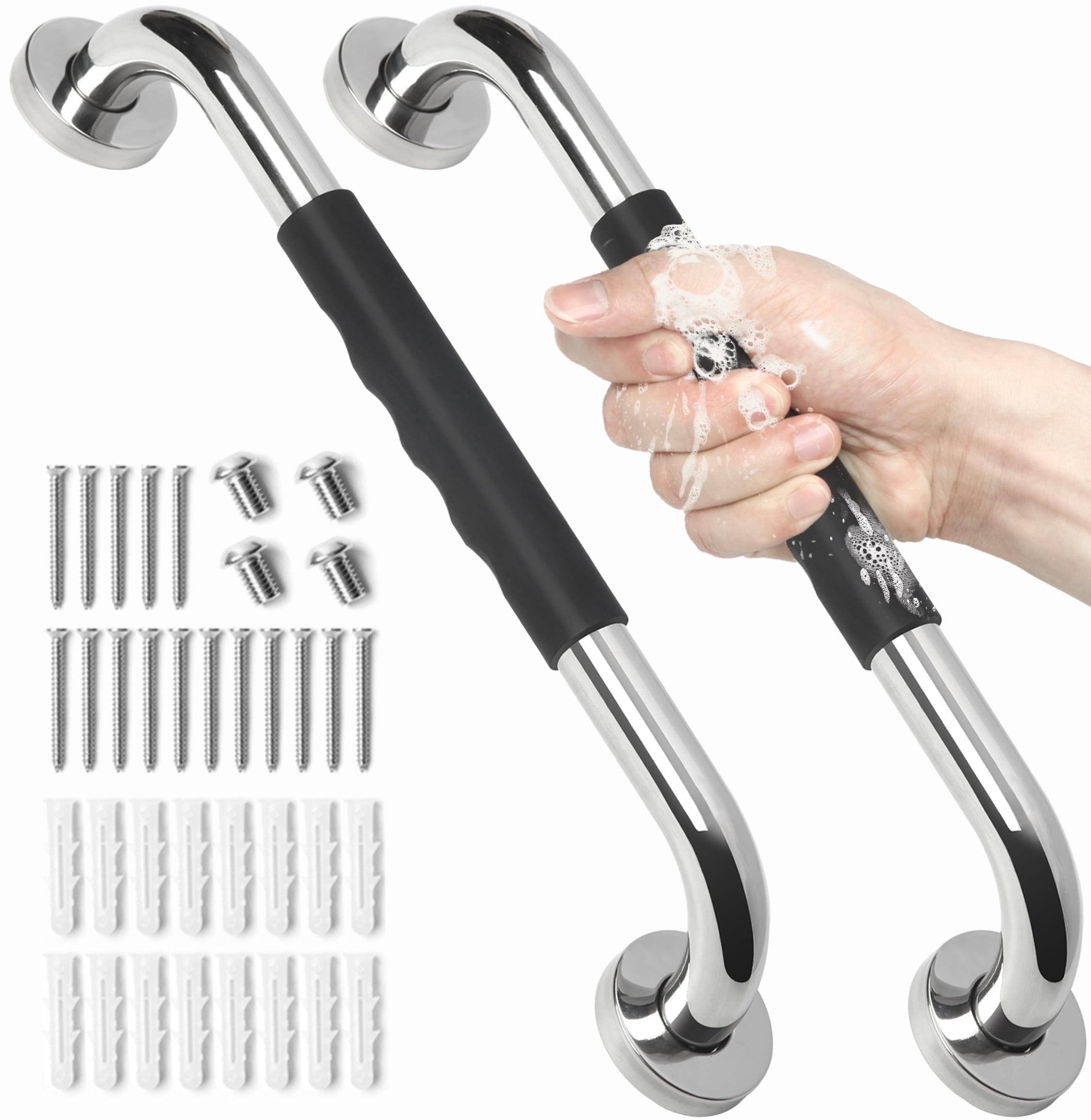 Tesuchan 2 Pack Grab Bars for Bathroom Wall Mount, 16 inch Anti Slip ...