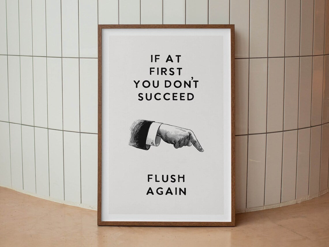 Tet Flush Retro Bathroom Wall Art, Unframed Canvas Size 12x18 - Walmart.com