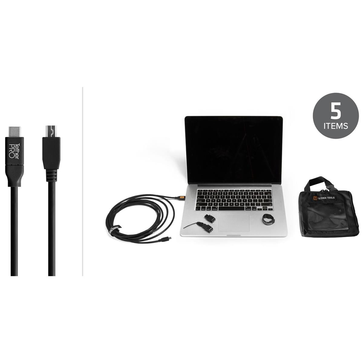 Tether Tools Starter Tethering Kit with 15' USB-C to 2.0 Mini-B 5-Pin ...