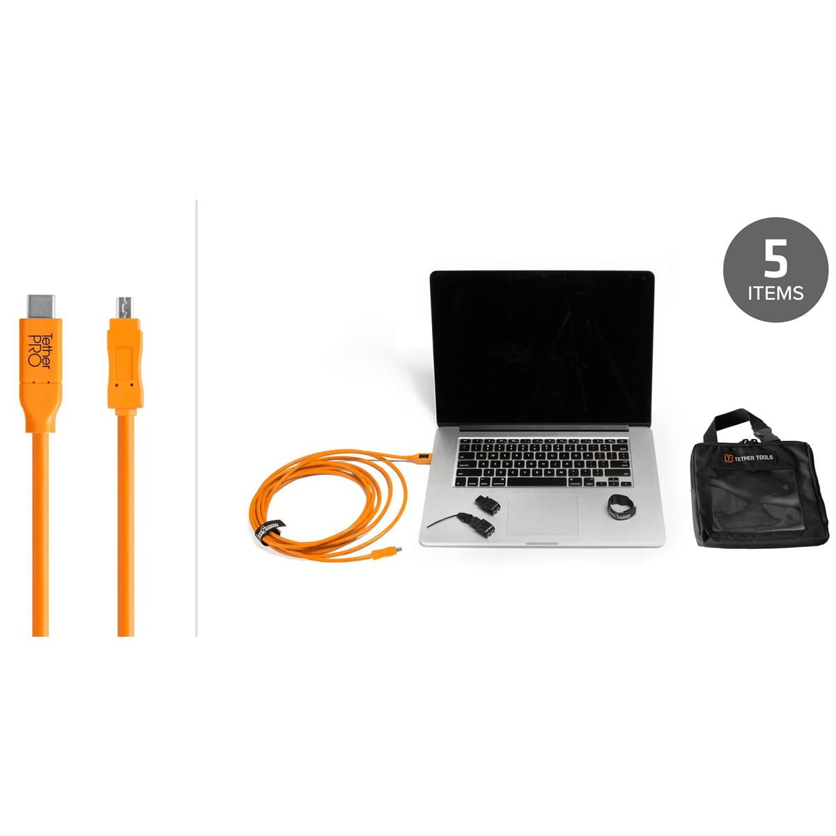 Tether Tools Starter Tethering Kit with 15' USB-C to 2.0 Mini-B 8-Pin Cable, Orange - Walmart.com