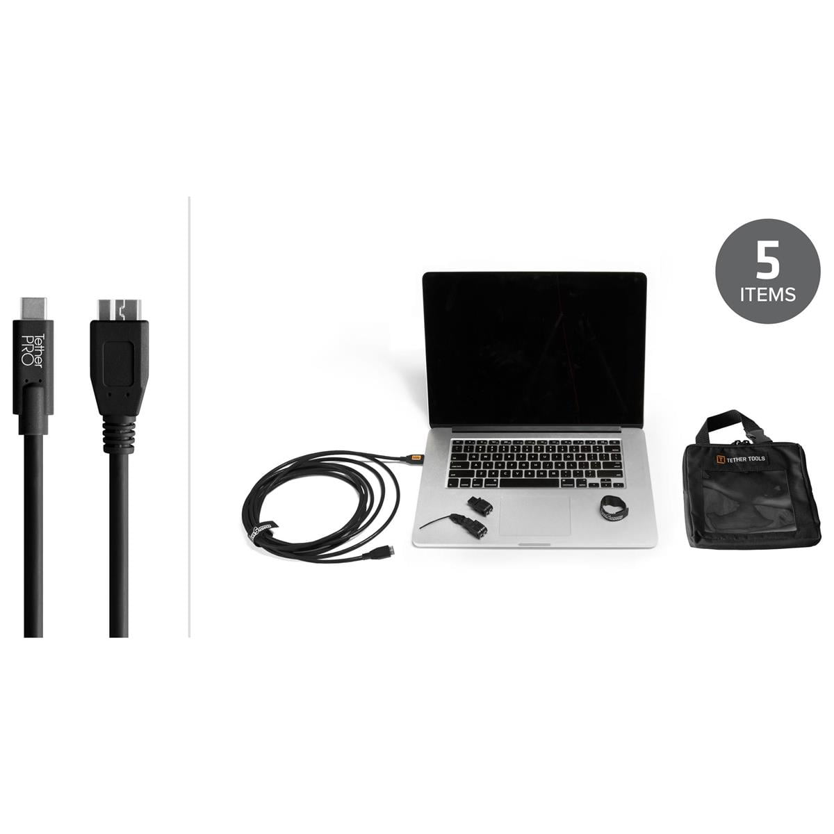 Tether Tools Starter Tethering Kit with 15' USB-C to 3.0 Micro-B Cable, Black - Walmart Business ...