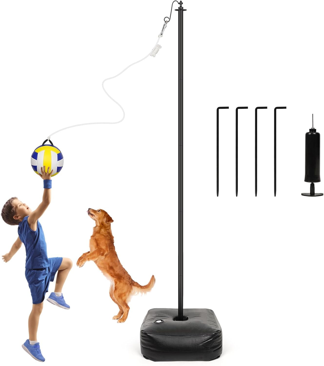 Tetherball Set with Ball and Rope, Adjustable Tether Balls and Rope Set ...