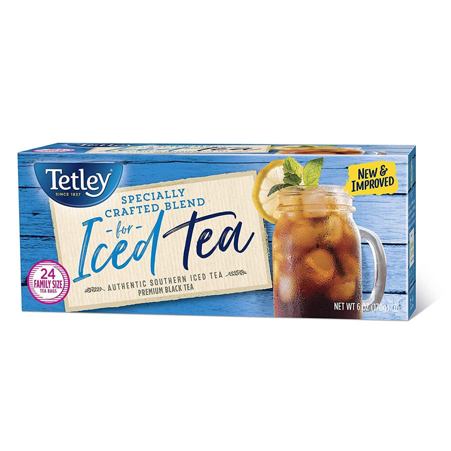 Tetley Family Size Iced Tea Blend, Unflavored Black Tea, 24 Count, Pack ...