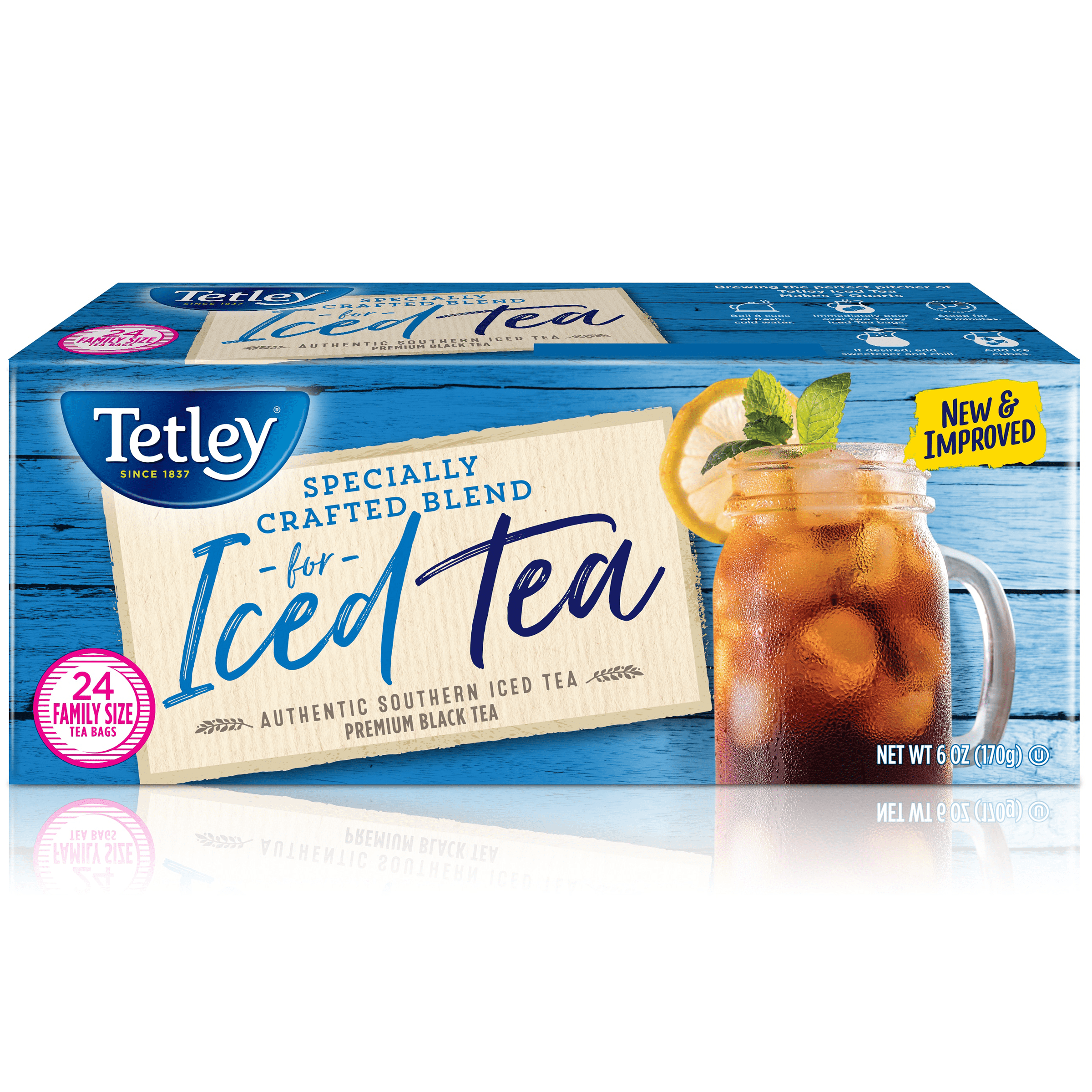 Tetley Family Size Iced Black Tea Blend, Round Tea Bags, 24 Count ...
