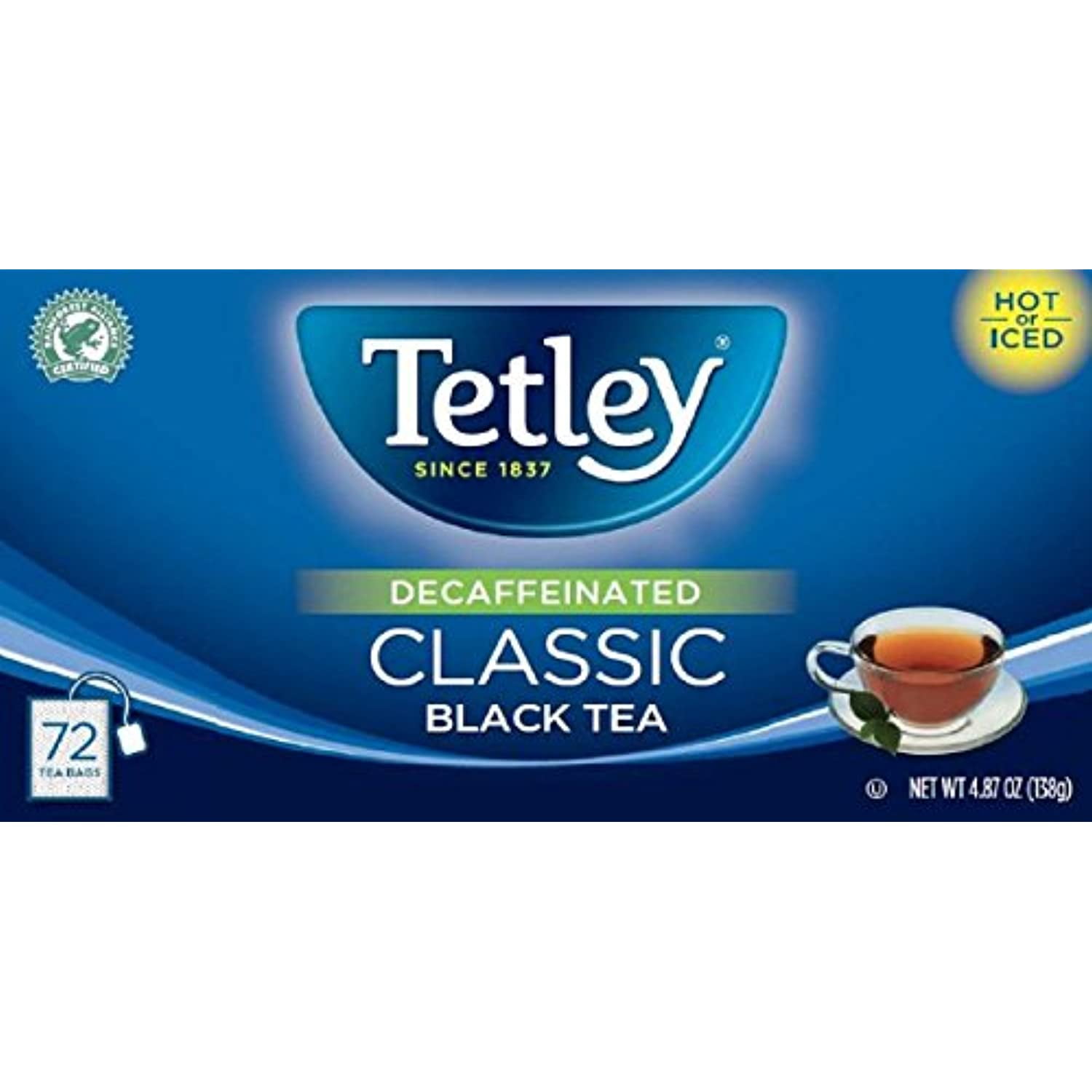 Tetley Classic Black Tea, Decaffeinated, 72 Tea Bags, 4.87 oz. Box ...
