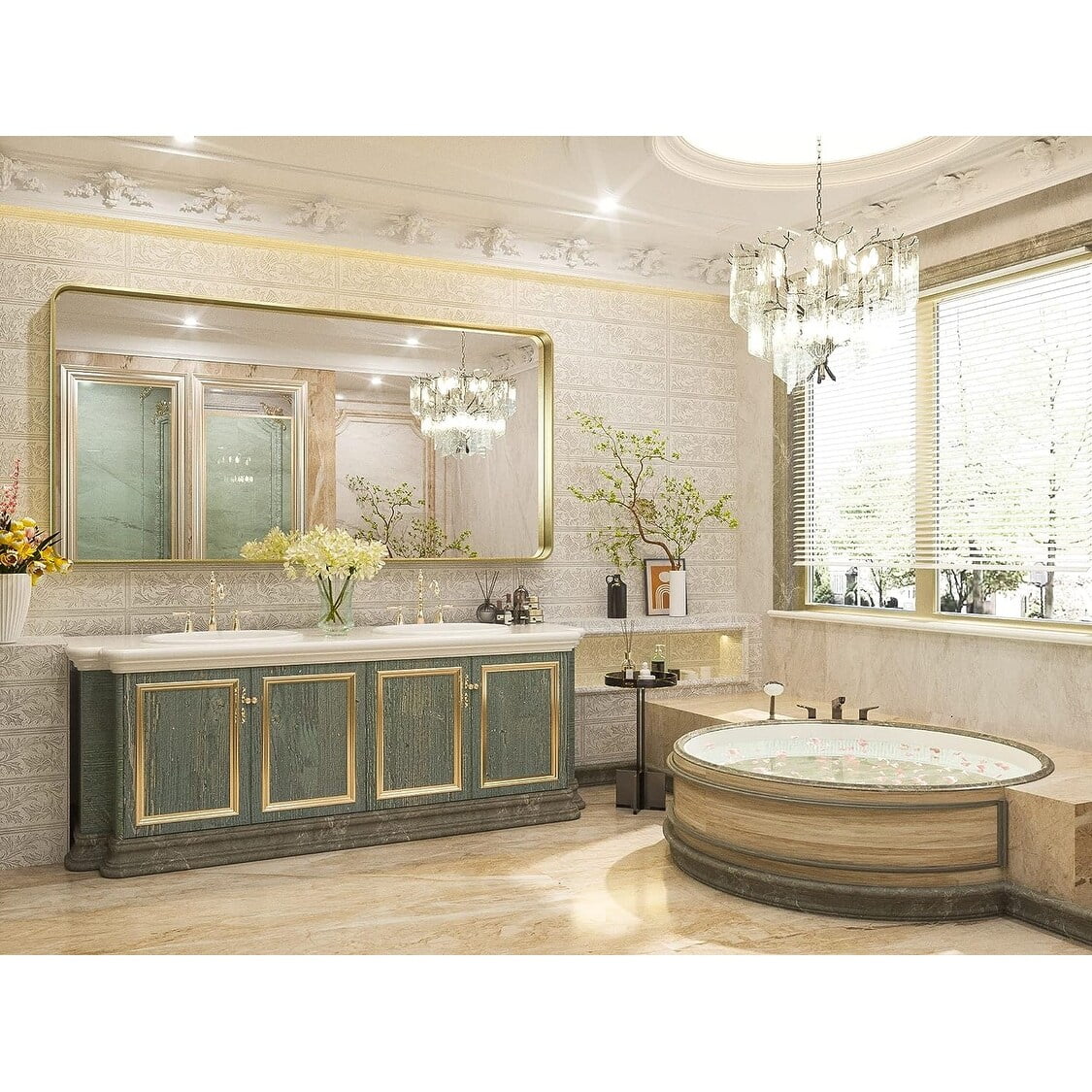 Tetote Modern Bathroom Vanity Mirror Metal Frame Wall Mounted 72x36 ...