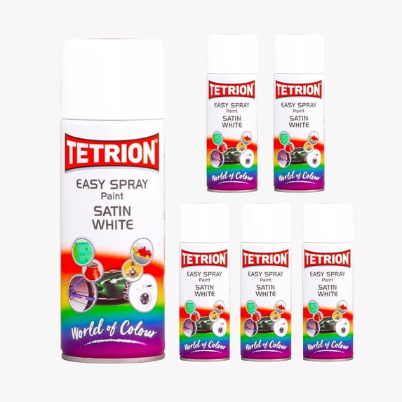 Tetrion Easy Spray Paint – Satin White 400ml (Pack of 6) - All-Purpose ...