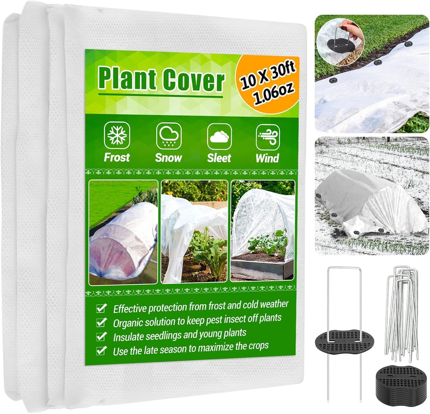 Tetutor Plant Covers Freeze Protection, 10x30ft/1.06oz Floating Row ...