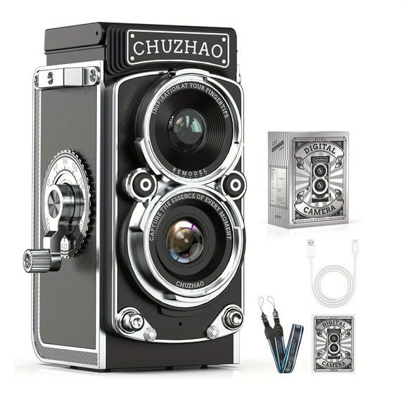 Teum Vintage Digital Camera - Retro Twin-Lens Reflex Style, 12MP 1080P ...