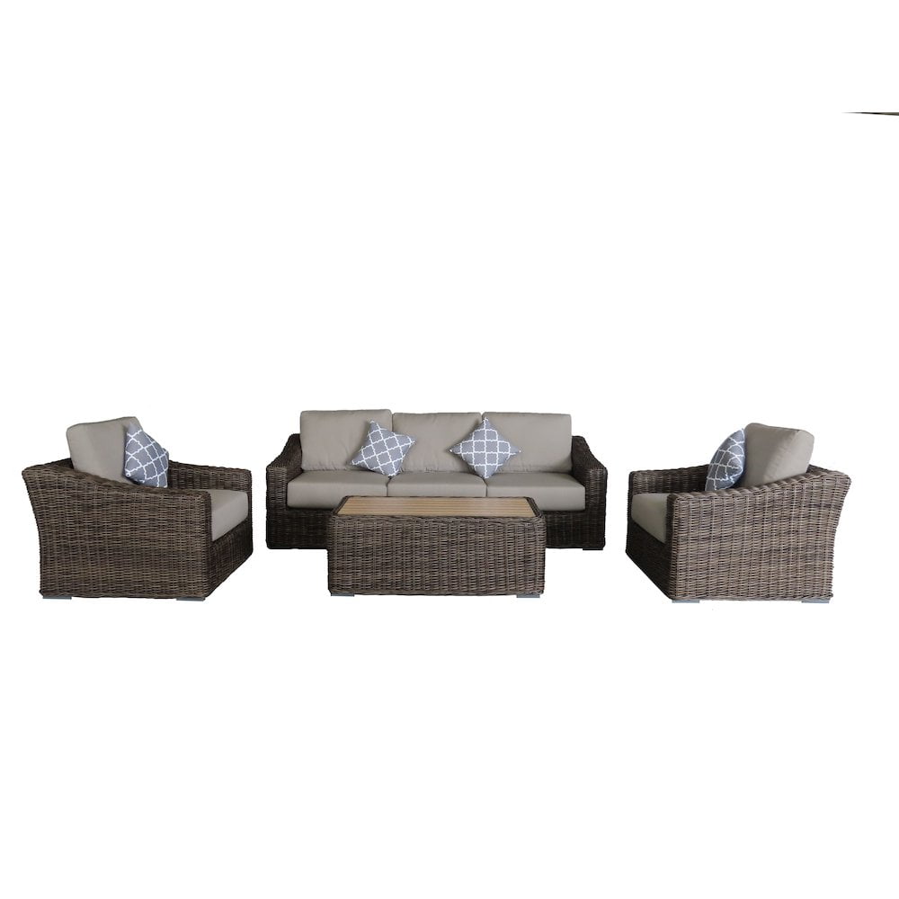 Teva Patio Furniture Catalina Sofa Set with Two Tone Brown/Beige PE ...