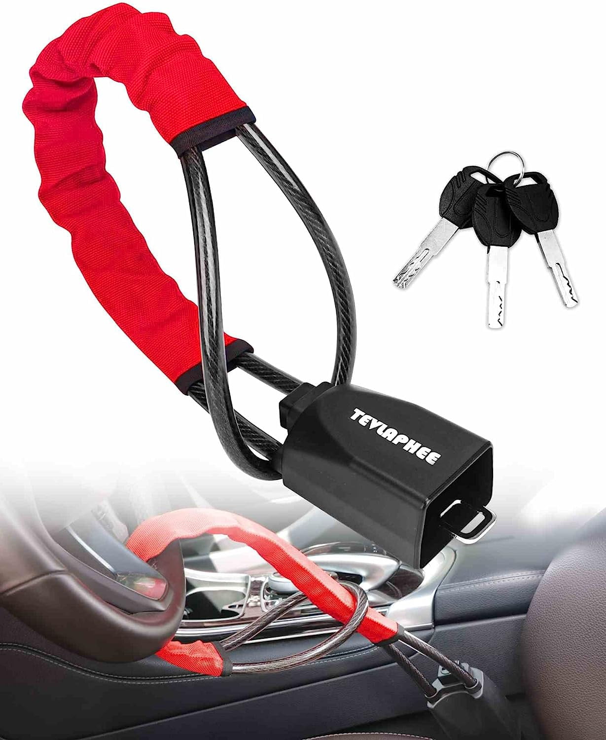 Tevlaphee Steering Wheel Lock Seat Belt Lock Universal Anti Theft Car ...
