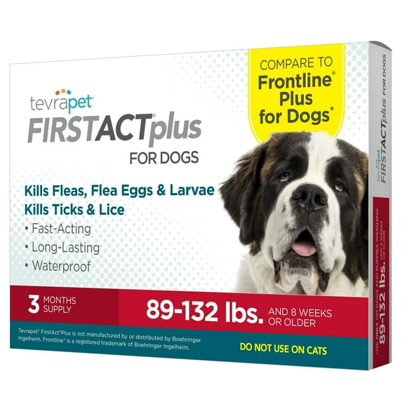 TevraPet FirstAct Plus Flea and Tick Prevention for Extra Large Dogs 89 ...