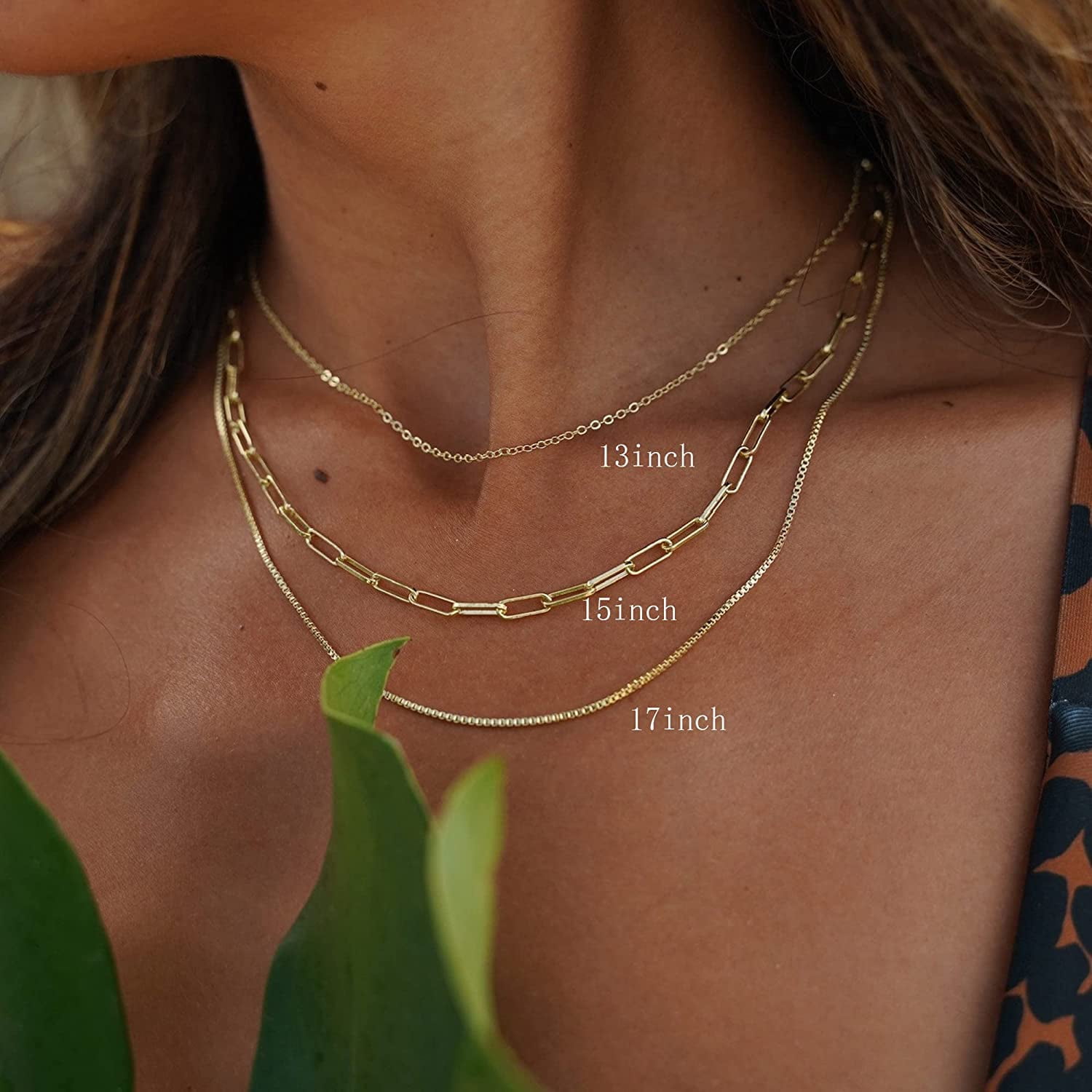 Tewiky Gold Necklace of Women for 3Pcs,Dainty Layered Stacked Chain Choker Necklace - Trendy 14K ...