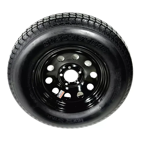 Tex Star Trailer Tire Rim ST205/75D15 LRC Bias 5 Lug Black Modular ...