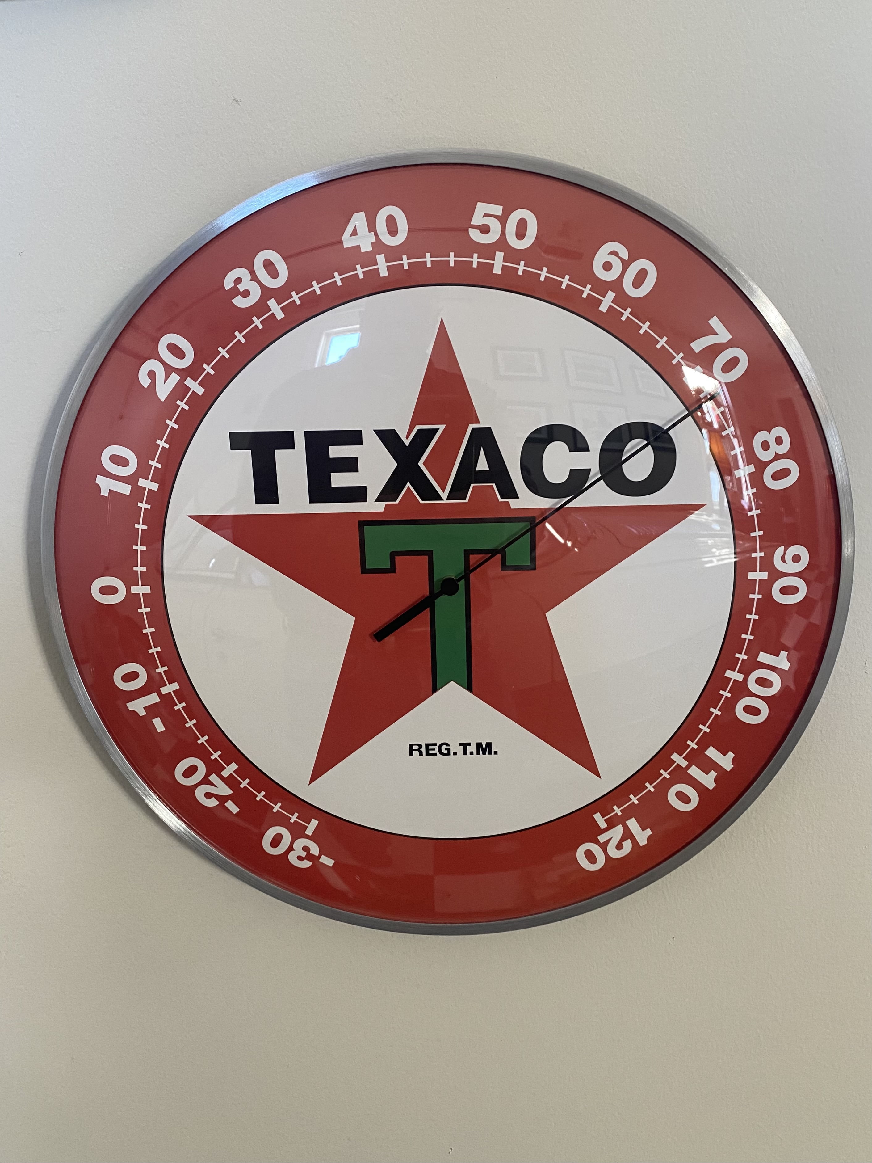 Texaco T red Gas and OIL Vintage style Round Thermometer 12" INCH NEW ...