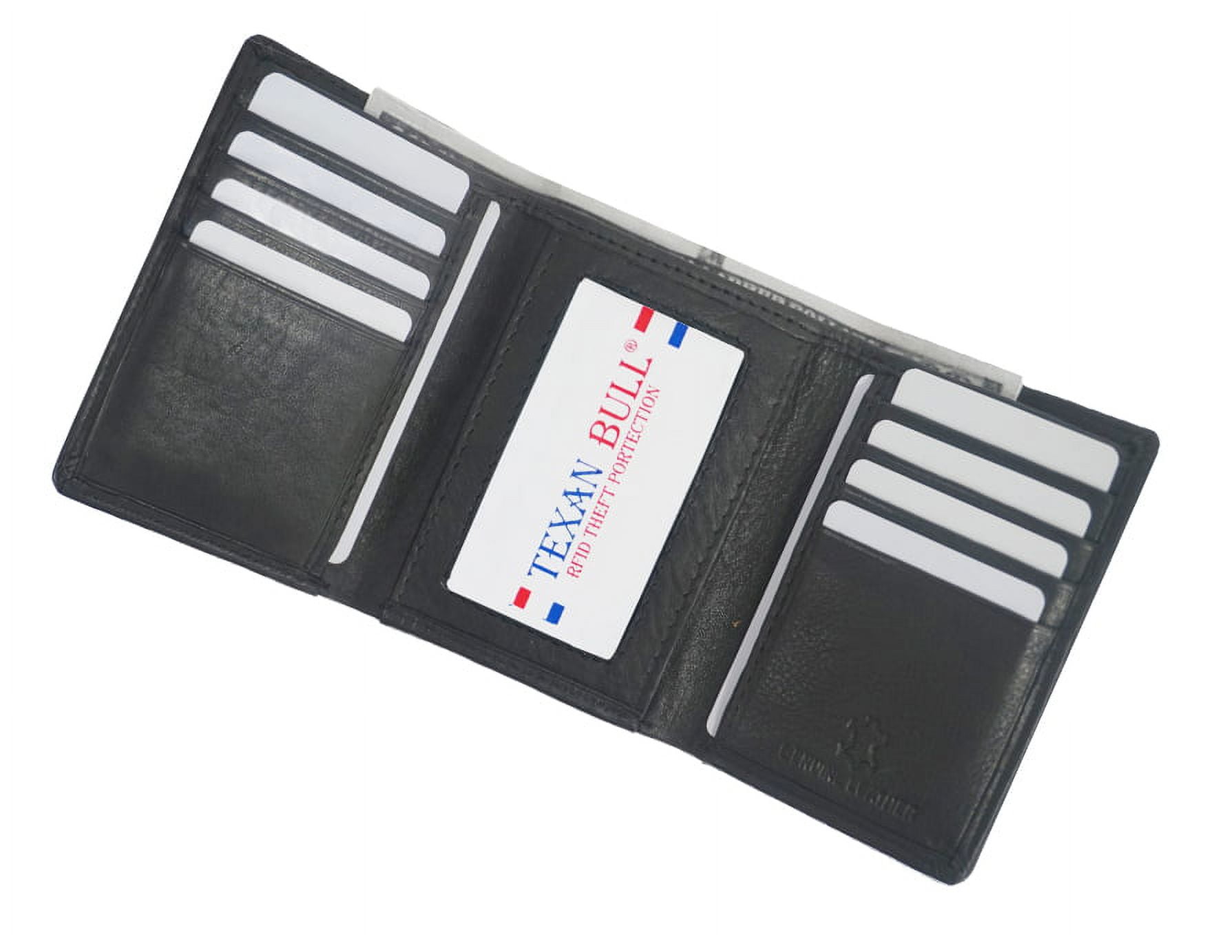 Texan Bull Cow Leather RFID Signal Blocking Trifold Wallets for Men ...