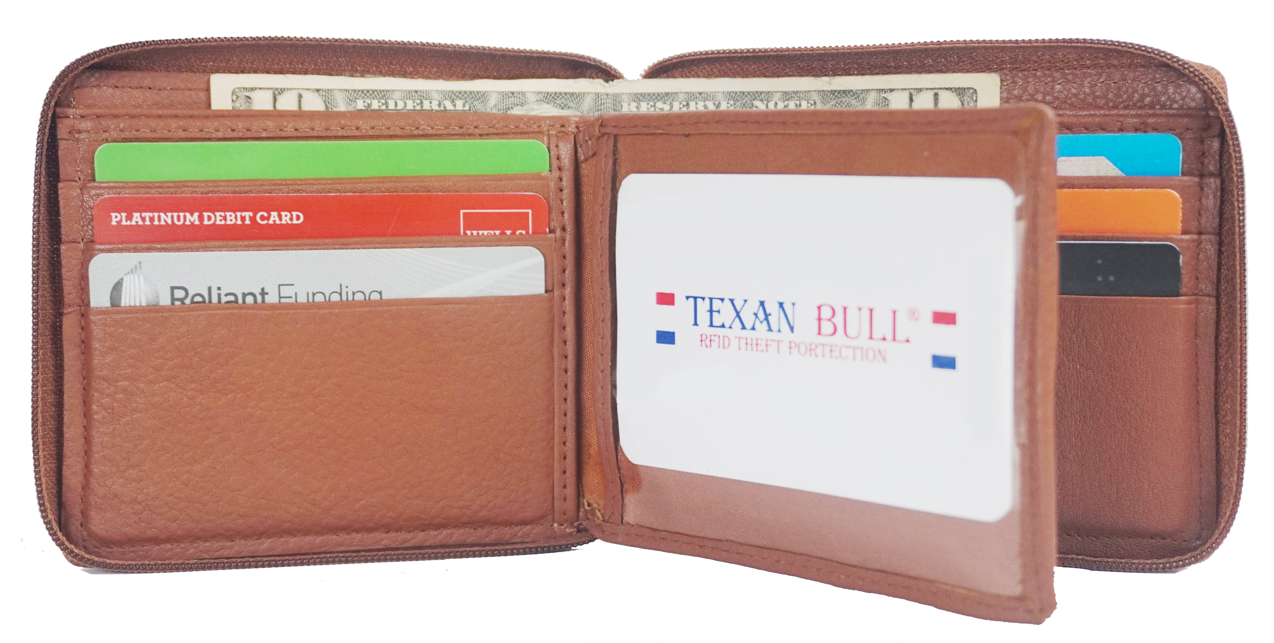 Texan Bull RFID Signal Blocking Leather Bifold Credit Card Holder ...