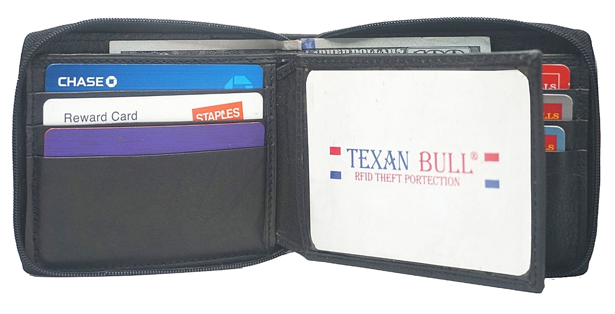Texan Bull RFID Signal Blocking Leather Bifold Credit Card Holder ...