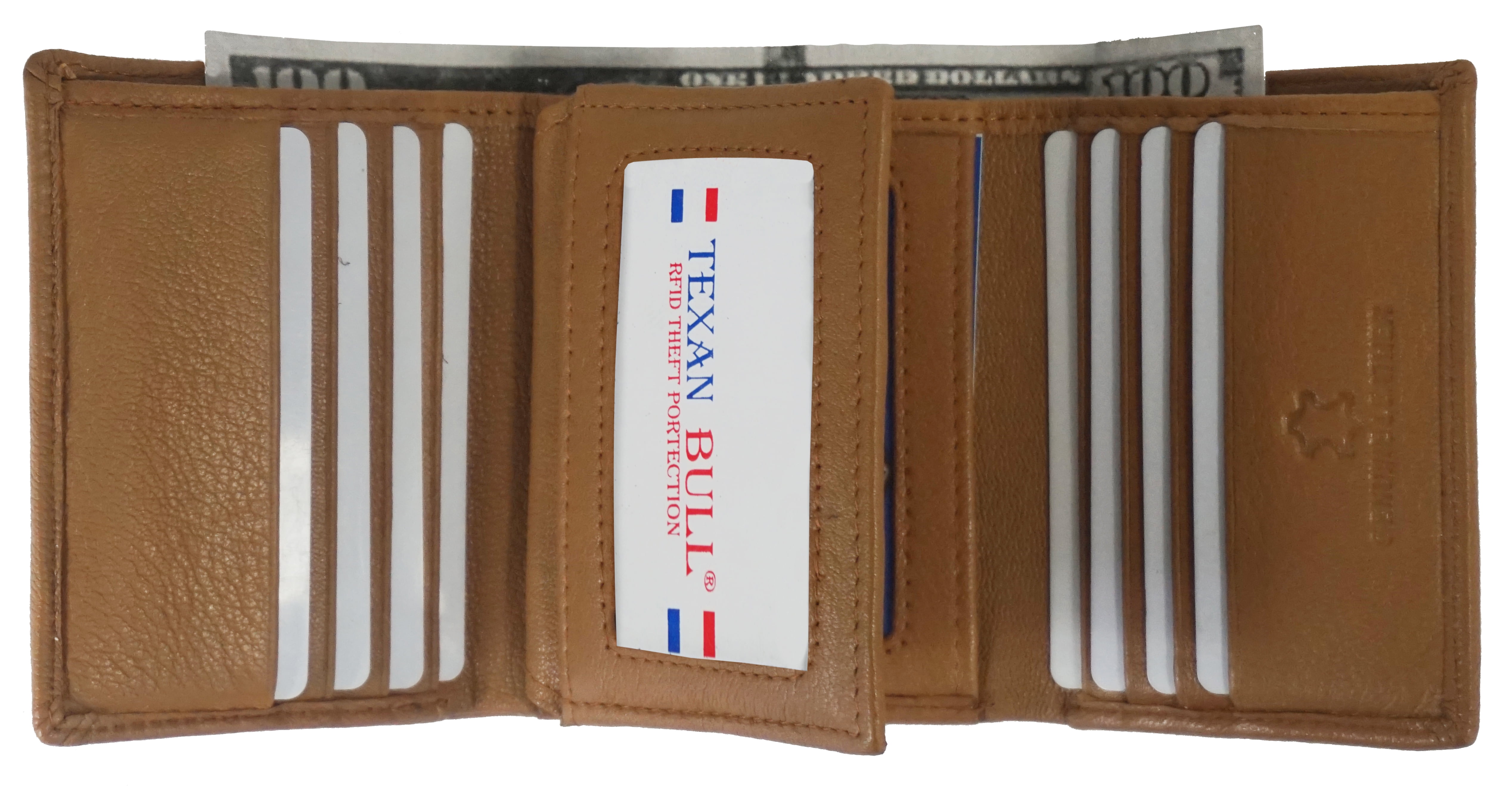 Texan Bull RFID Signal Blocking Trifold Wallets for Men Genuine Cow ...