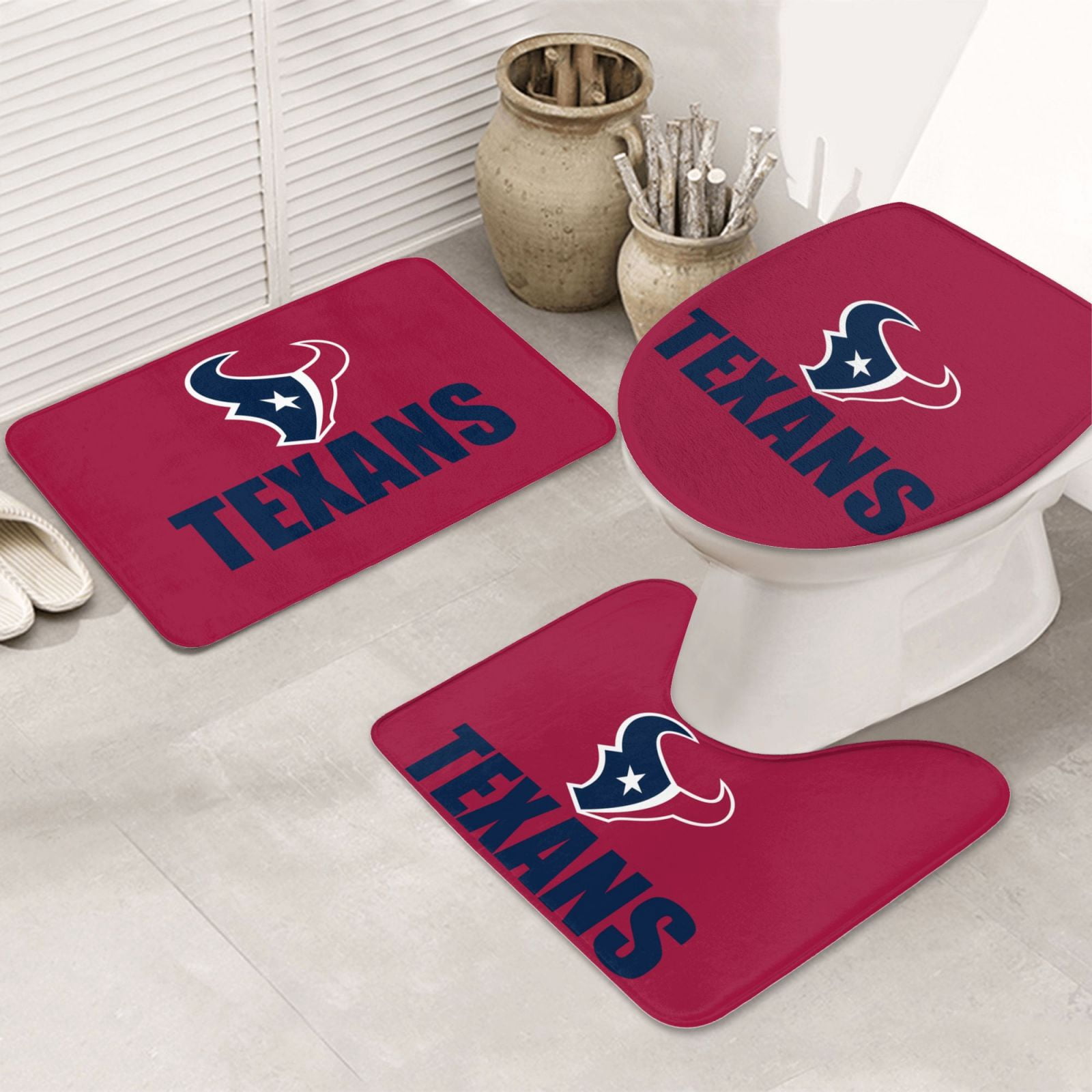 Texans Football Bathroom Rugs Sets 3 Piece, Soft Absorbent Bath Rugs ...