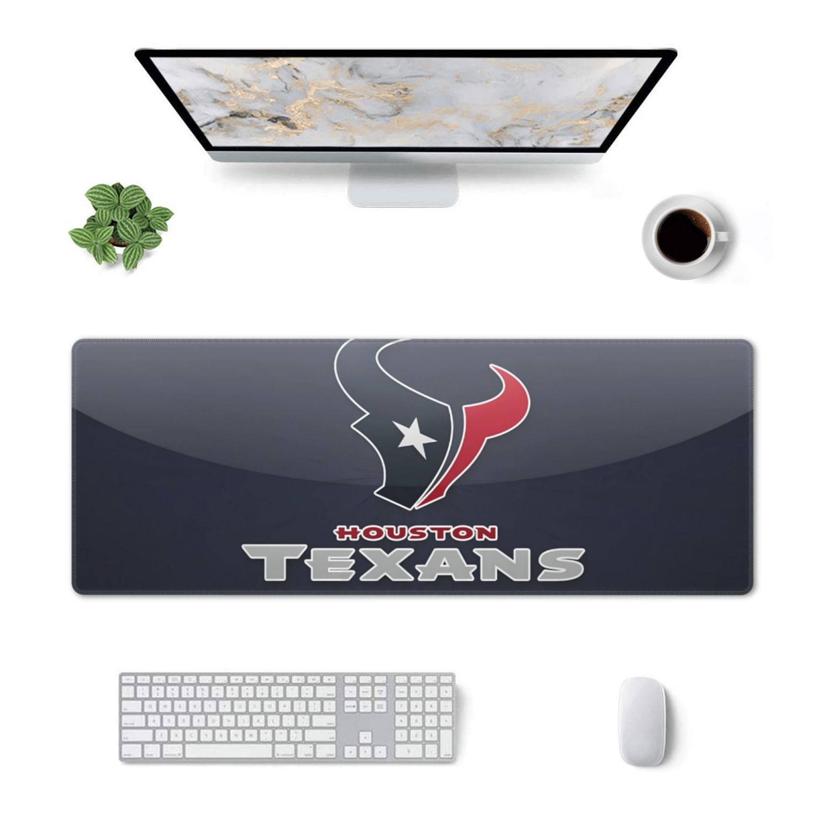 Texans Football Team Pattern Oversized Rubber Keyboard Pad 12x31.5 Inch ...
