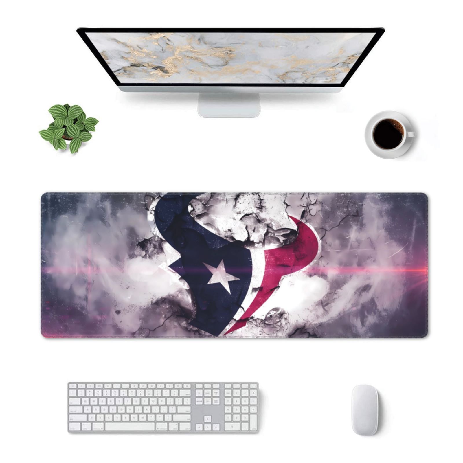 Texans Football Team Pattern Oversized Rubber Keyboard Pad 12x31.5 Inch ...